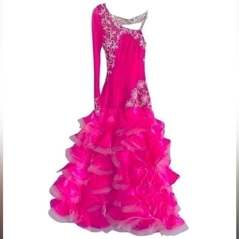 Prom Gown Professional Dance Crystals Hot Pink Metall… - Gem